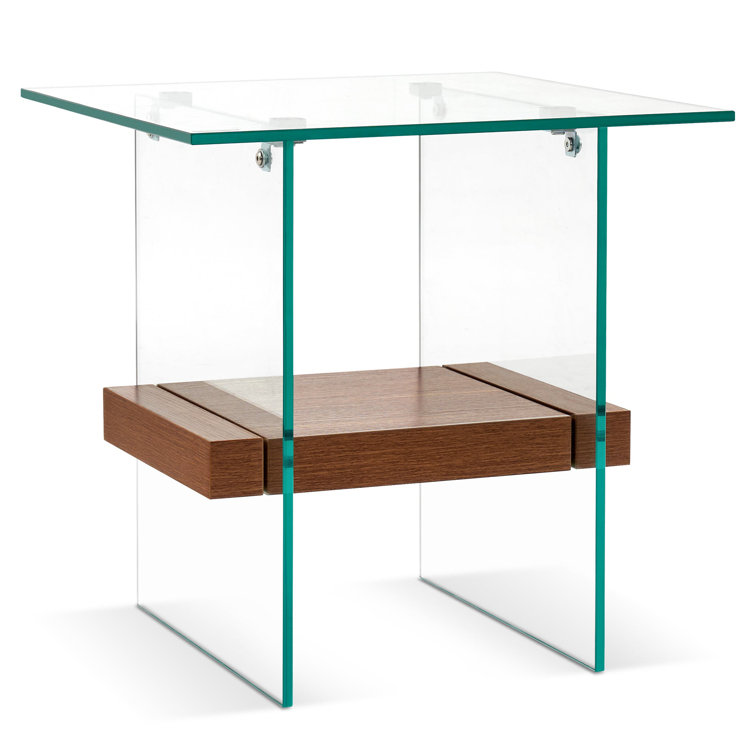 Ivy Bronx Chevonda 197 Tall Glass Pedestal End Table Wayfair
